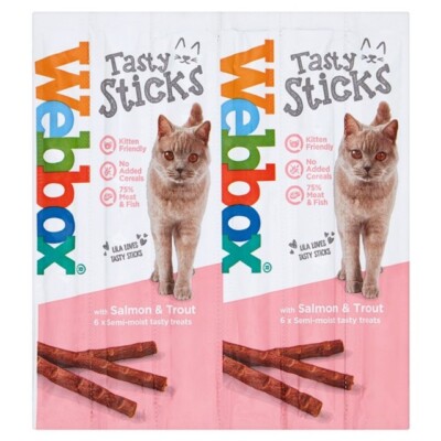 Webbox Cats Delight Tasty Cat Treats Salmon Trout 12 x 6 Sticks | eBay