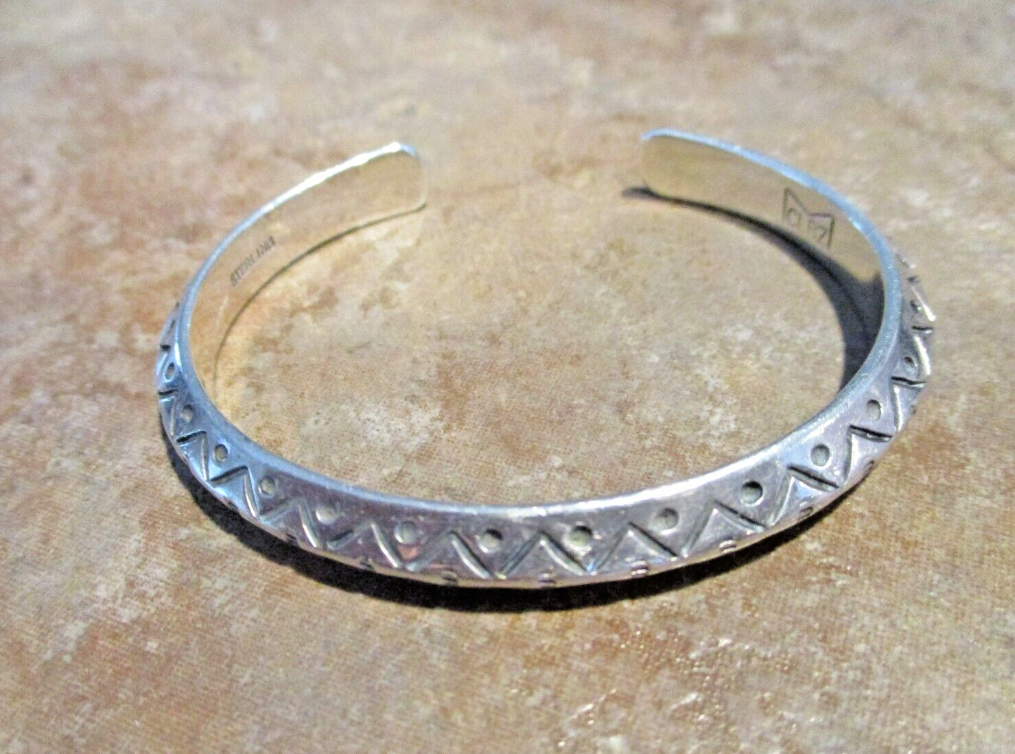 Vintage SPECIAL DESIGN Navajo Carinated Sterling Silver Bracelet Signed ...