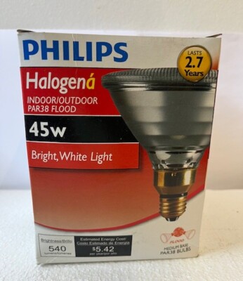 Philips Halogen PAR 38 45 Watt 120 Bright White Indoor/Outdoor Flood | eBay