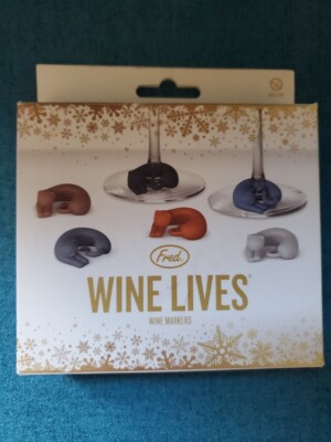 Fred "Wine Lives" Kitty Cat Wine Markers Set of 6 | eBay Australia