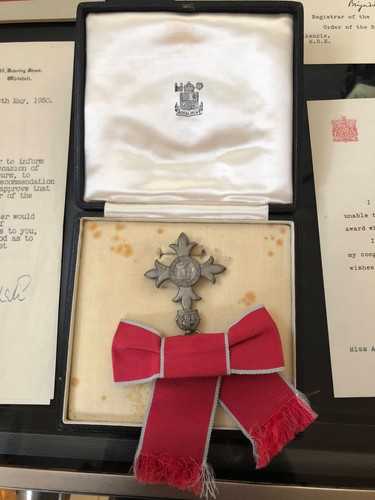 MBE medal 1948 with certificate signed by Queen Mary and letter from ...
