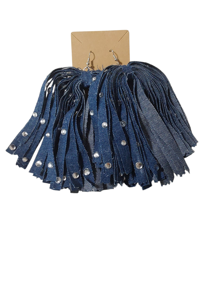 Denim Tassel Earrings | Handmade Statement Jewelry | eBay