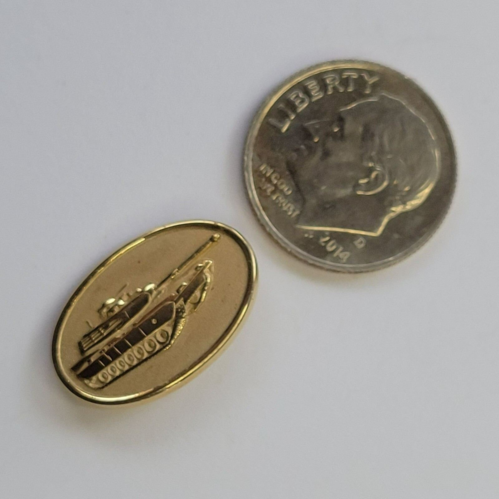 Vintage Military Tank Tie Tack Lapel Pin Gold Tone - Gem