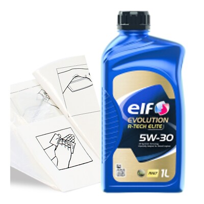 Engine Oil Top Up Elf Evolution R-Tech Elite 5w3 1 LITRE 1L + Gloves ...