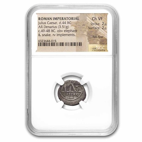 Roman Silver Denarius Julius Caesar Elephant (44 BC) Ch VF NGC | eBay