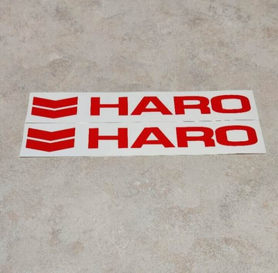 Haro 8x1.5" red / white pre cut quality weather proof sticker 2pcs | eBay