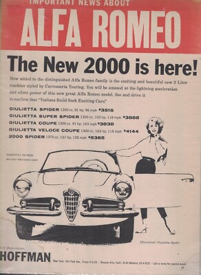 1960 Alpha Romeo 2000 Original ad - Rare | eBay