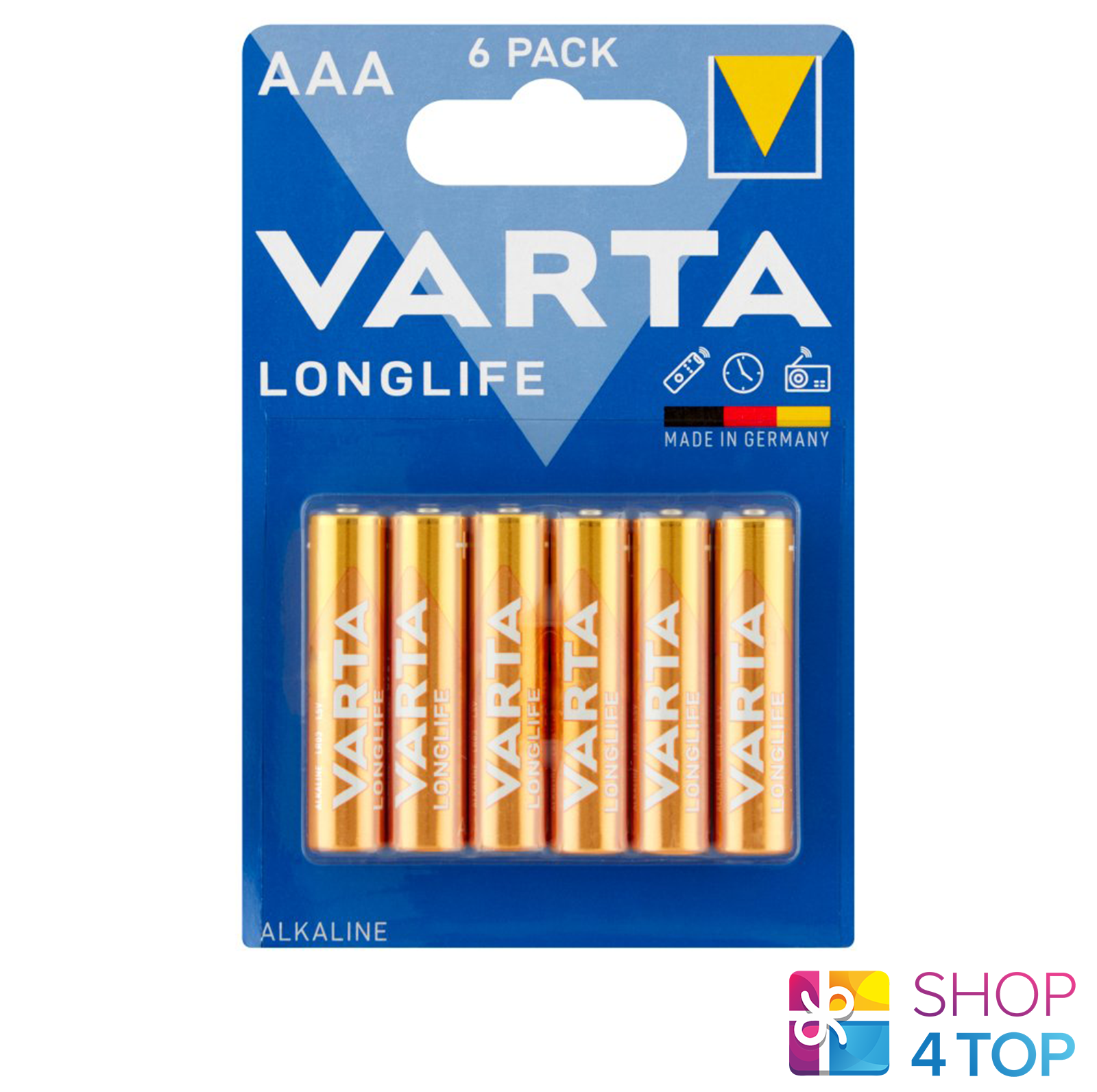 6 VARTA LONGLIFE ALKALINE AAA LR03 BATTERIES 1.5V MICRO 4103 6BL EXP ...