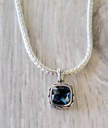 John Hardy Deep London Blue Topaz Pendant on JH Necklace~ GORGEOUS! w ...