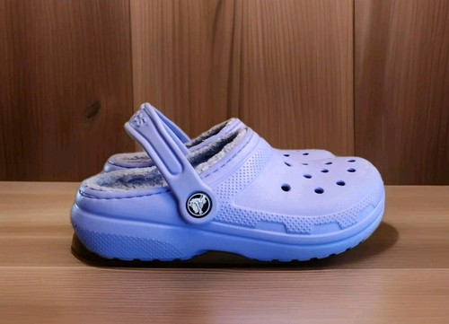 Crocs Classic Fur Lined Clogs Shoes Youth Size J1 Purple | eBay