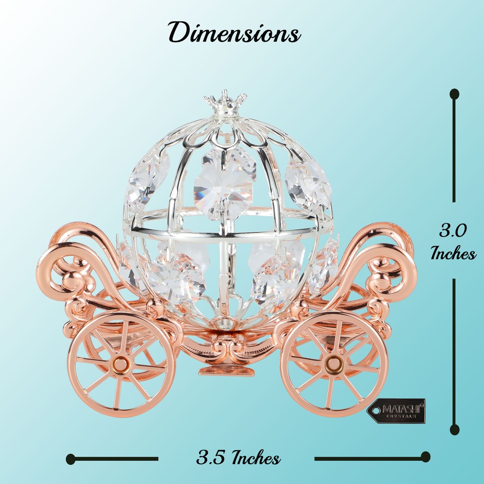 Matashi Rose Gold Crystal Studded Small Princess Pumpkin Coach Ornament ...
