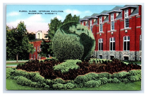 Wadsworth, KS Postcard- FLORAL GLOBE VETERANS FACILITIES Carl Kline | eBay