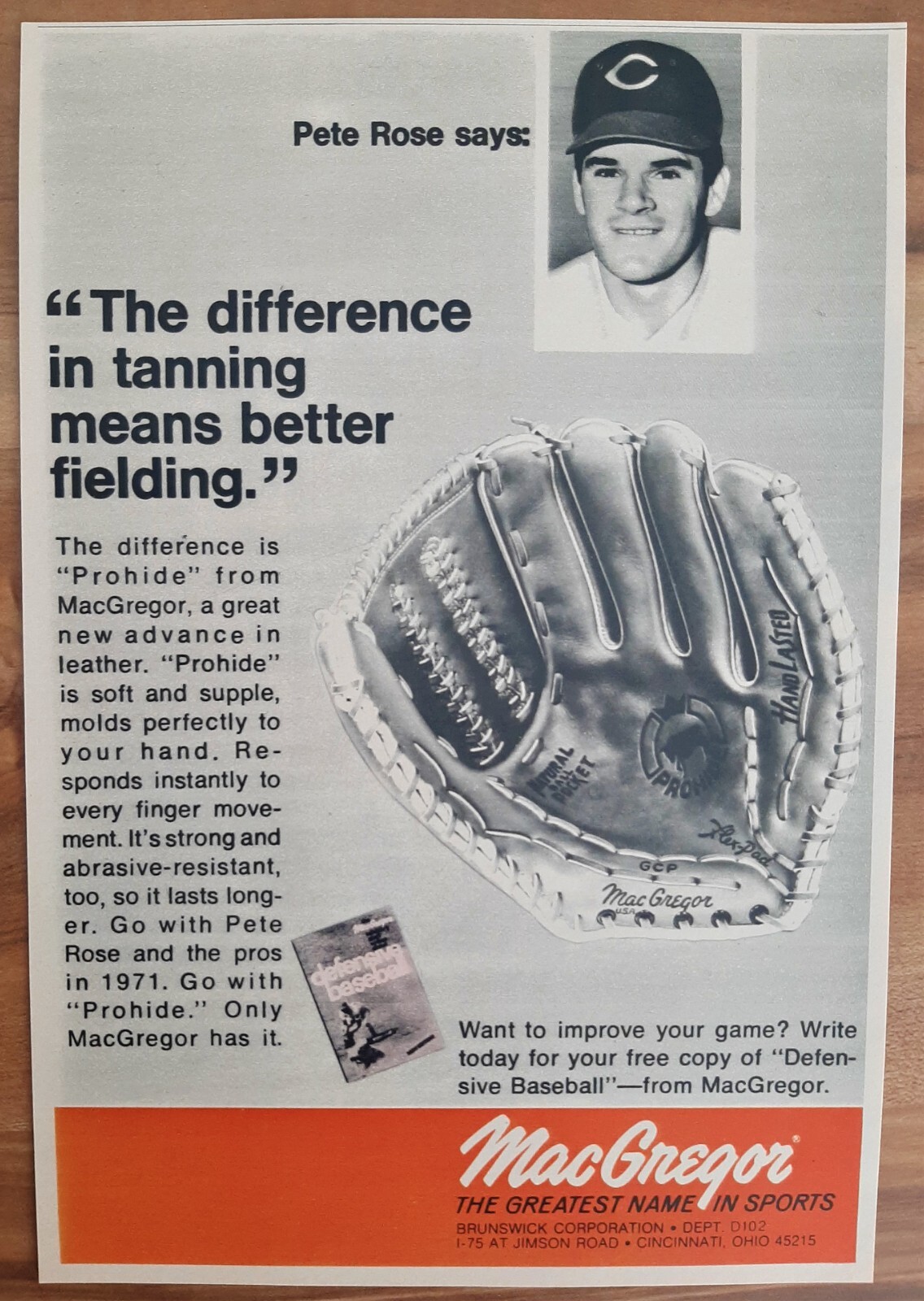 VINTAGE 1971 PETE ROSE MacGREGOR BASEBALL GLOVE ADVERTISEMENT | eBay