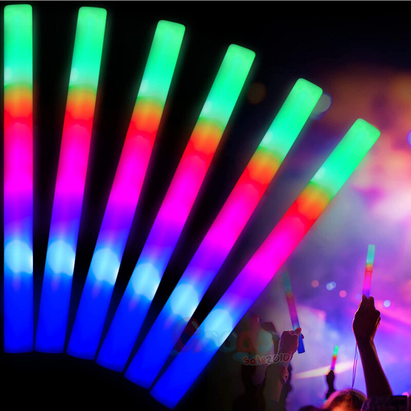 120 PCS 16 Inch Light Up Foam Sticks LED Wands Batons DJ Flashing Glow ...