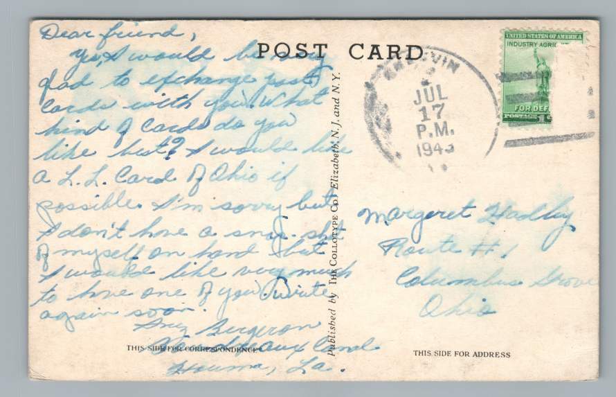 Terrebone High School HOUMA Louisiana~Rare Vintage Collotype Postcard ...