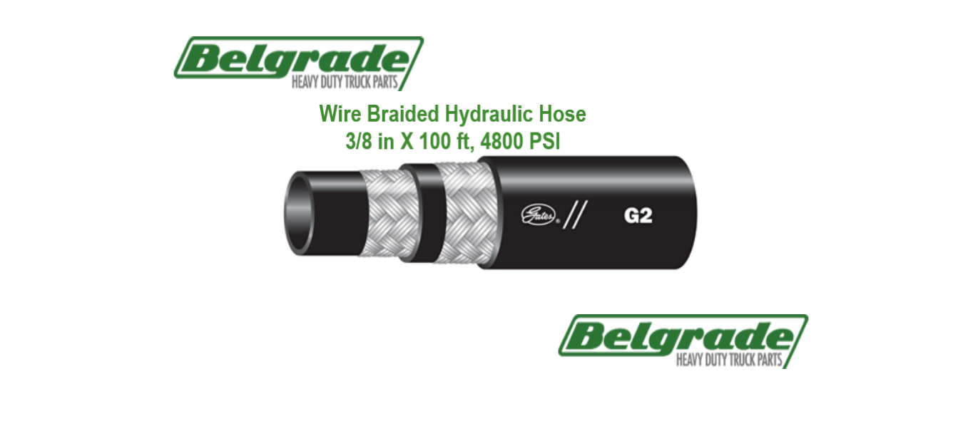 Gates Global G2 86622 Wire Braided Hydraulic Hose, 3/8 in X 100 ft ...