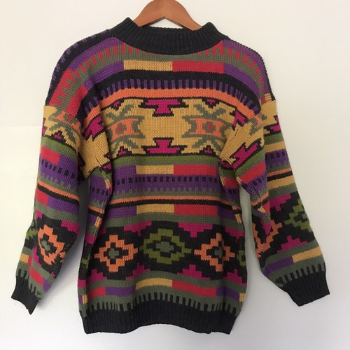 VTG ARIELLE Southwestern Sweater Crew Pullover Aztec Style Winter Long ...