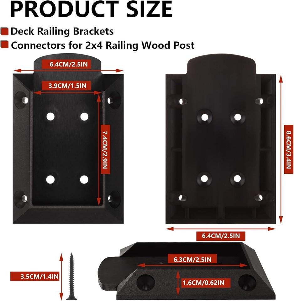 20 PCS Deck Railing Bracket Connectors,2x4 Brackets for Railing Wood ...