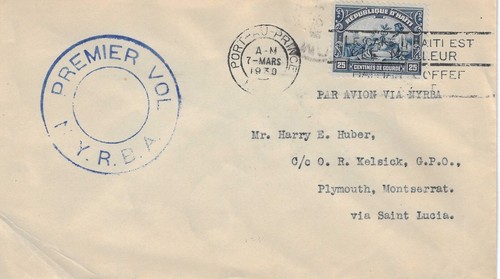 MONTSERRAT HAITI FIRST FLIGHT TO MONTSERRAT "NYRBA" 7/MAR/30 | eBay