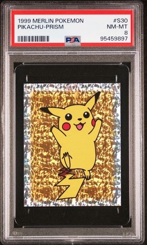 SPARKLY PSA 8 PRISM PIKACHU 1999 MERLIN STICKER S30 GRADED NM-MINT ...