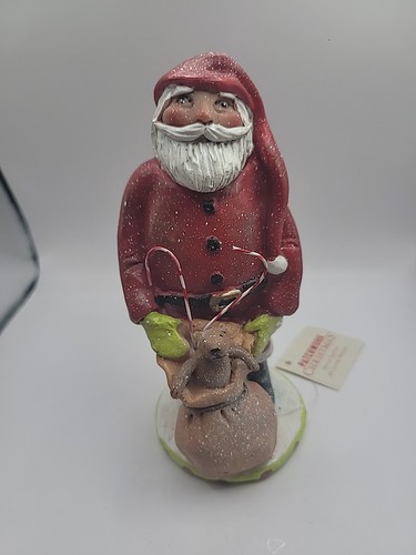 DEMDACO Patchwork Christmas Laura Benge Jolly Santa Claus Figurine 2015 ...
