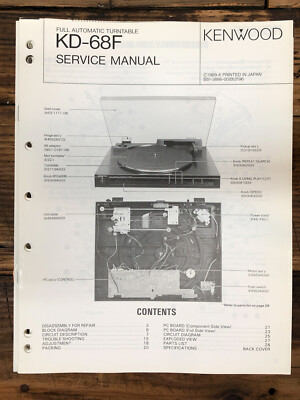 Kenwood KD-68F Record Player / Turntable Service Manual *Original* | eBay