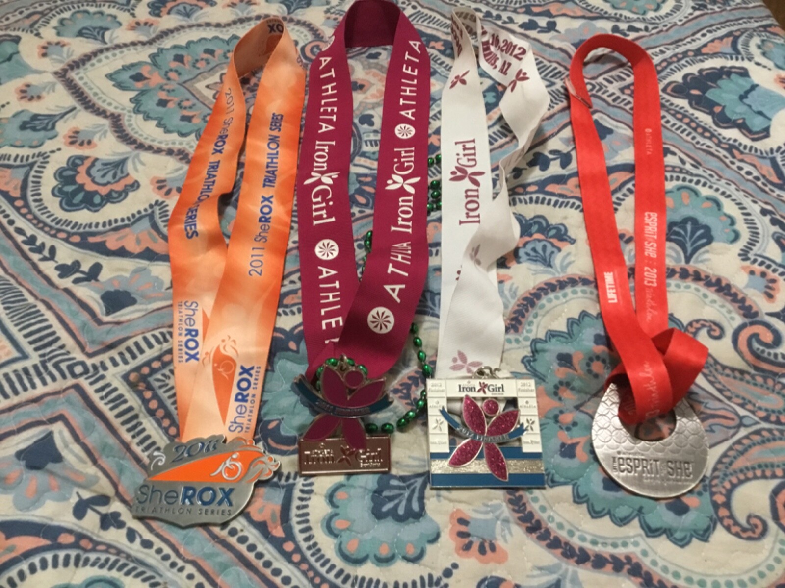 4 WOMEN/LADIES RUNNING MARATHON MEDALS-SHE ROX,IRON GIRL,ESPRIT DE SHE ...