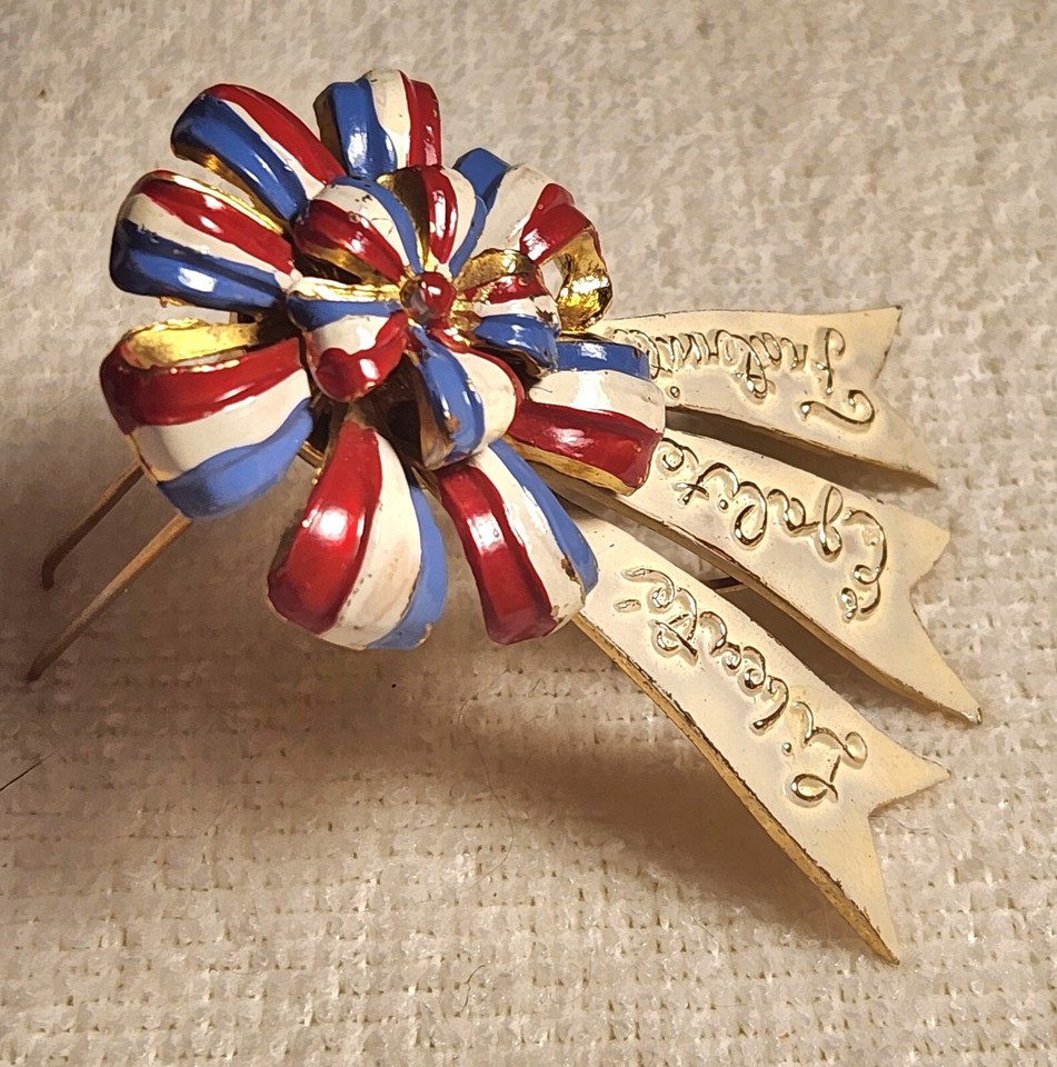 HTF Silson French Cockade Fur Clip Pin Brooch WWII Vintage Enamel Red ...