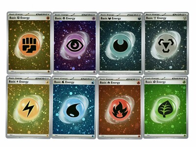 Pokemon 151 Basic Energy Cosmo Holo Full Set Of (8) SVE 001-008 | eBay