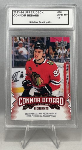 Connor Bedard Graded 10 Gem Mint Rookie Card 2023-24 Upper Deck RC ...