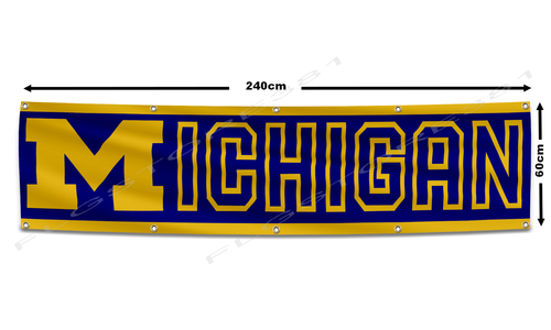 Michigan Wolverines Banner 2X8 Ft Flag Football The Victors Maize and ...