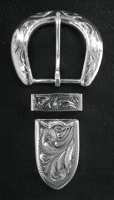1" Hand Engraved Silver Plated Buckle Sets - Spur Straps Headstall #12 ...