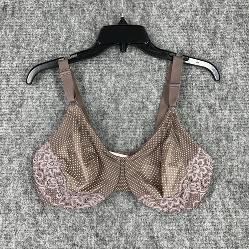 Olga Luxe Lift Bra 38DD Brown Polka Dot Lace Adjustable Underwire Style ...