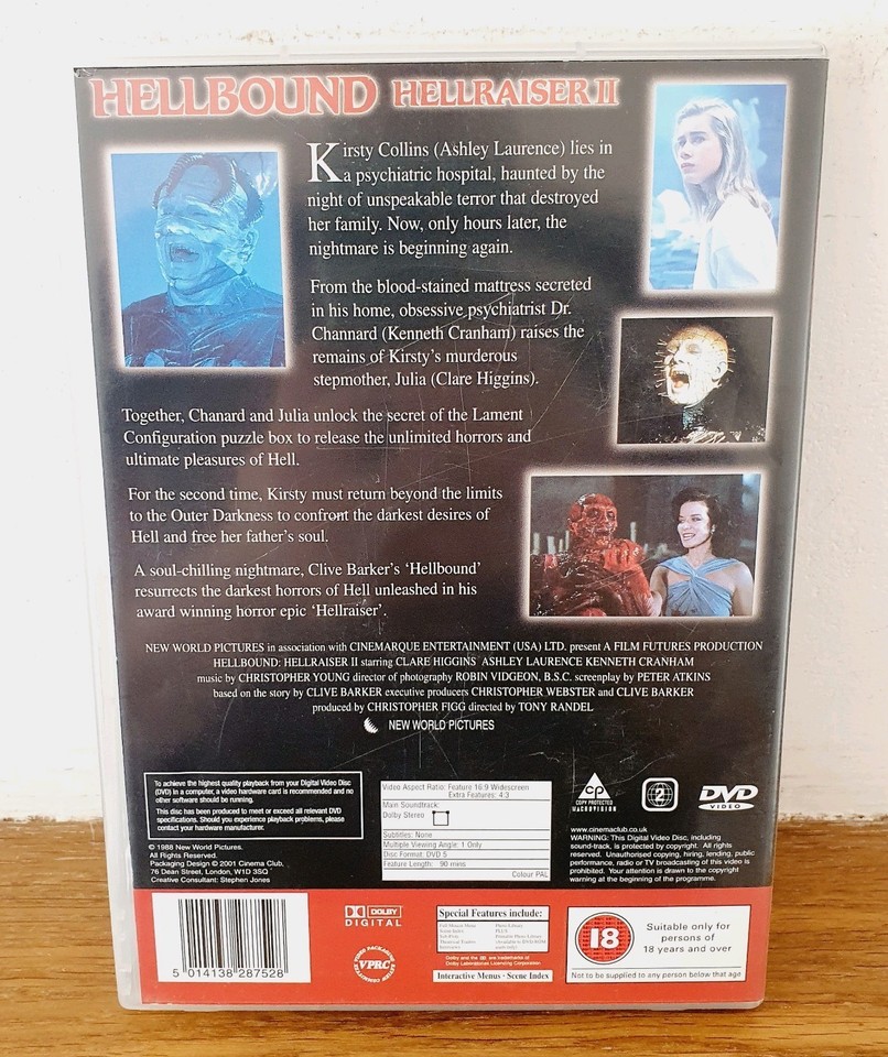Hellraiser 2 Hellbound Dvd Horror Movie Film Classic Pinhead Cult Retro | eBay