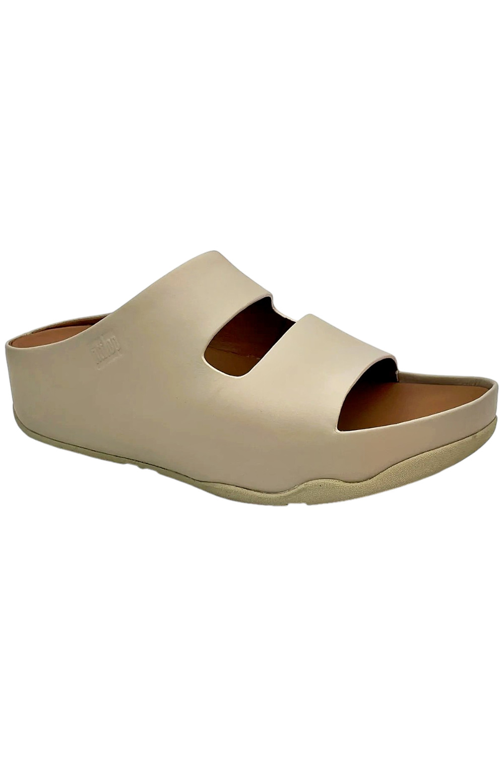 FitFlop Women's SHUV Two-BAR Leather Slides Stone Bei… - Gem