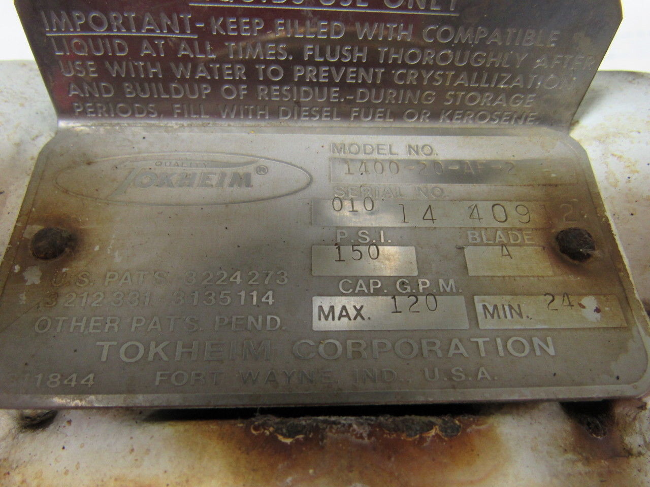 Tokheim 1400-20-AF-2 Volumetric Positive Displacement Meter / Petroleum ...