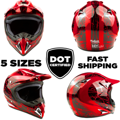 New Adult Dirt Bike Red Helmet ATV Off Road ORV Motocross Men Women DOT ...