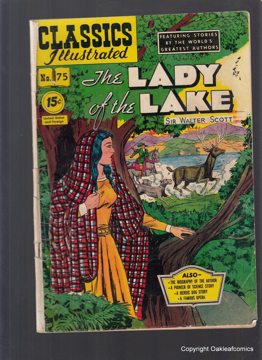 Classics Illustrated 75 Gilbert Comic Book 1950 VG HRN 85 2nd print Lady of Lake | eBay