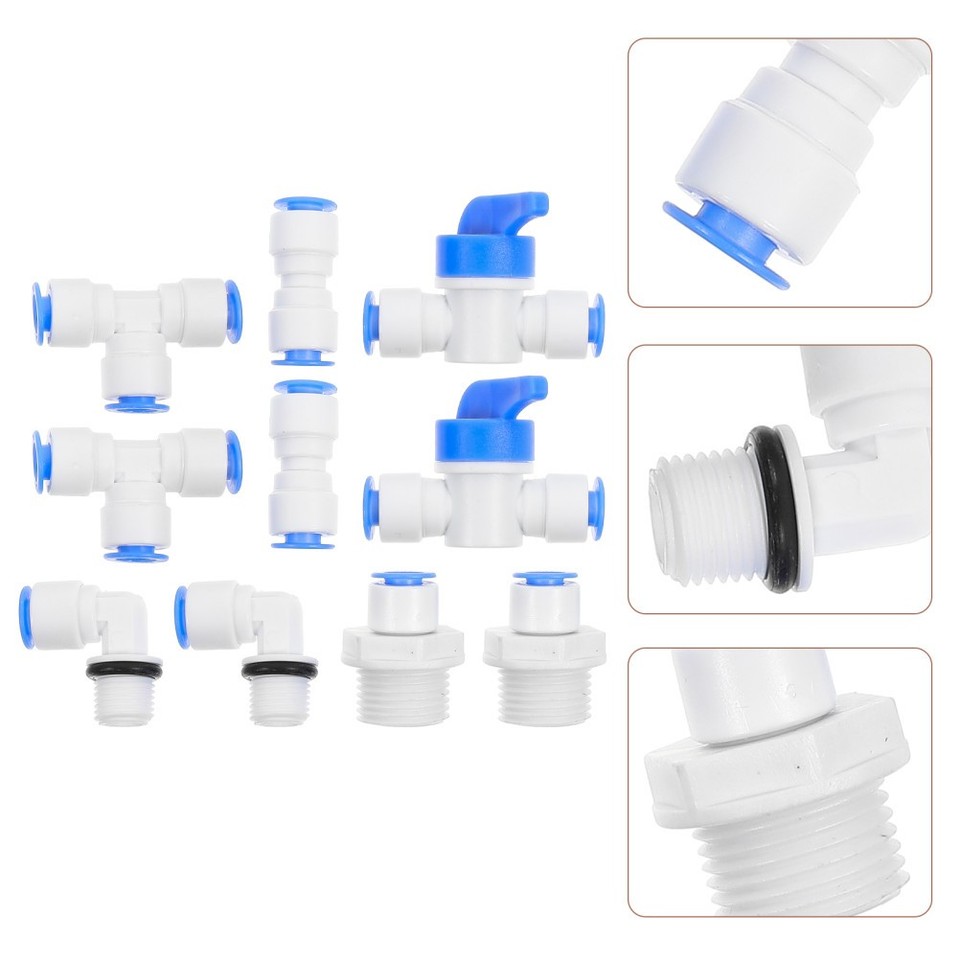 10Pcs PE Connector Water Filter Pipe Fittings Joint Elbow Tee for ...