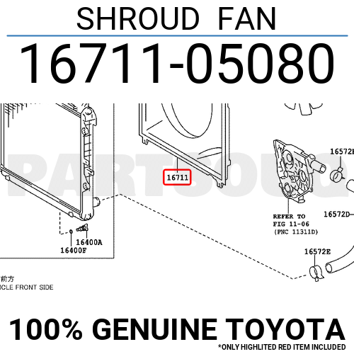 1671105080 Genuine Toyota SHROUD FAN 16711-05080 | eBay