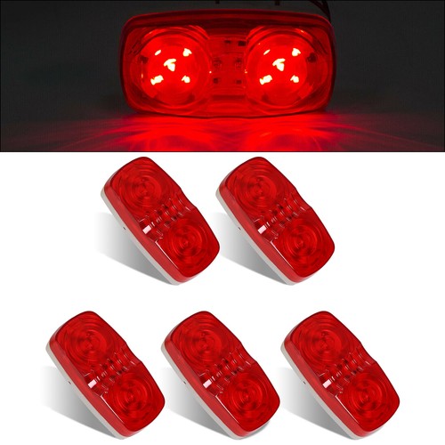 5x Red 4x2" Trailer Side Marker LED Light Double Bullseye 10 Diodes ...