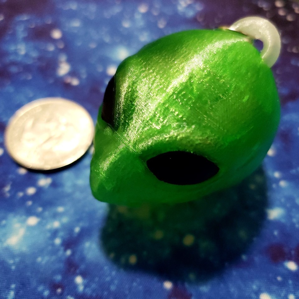 Florescent Green Space Alien Head Keychain | eBay