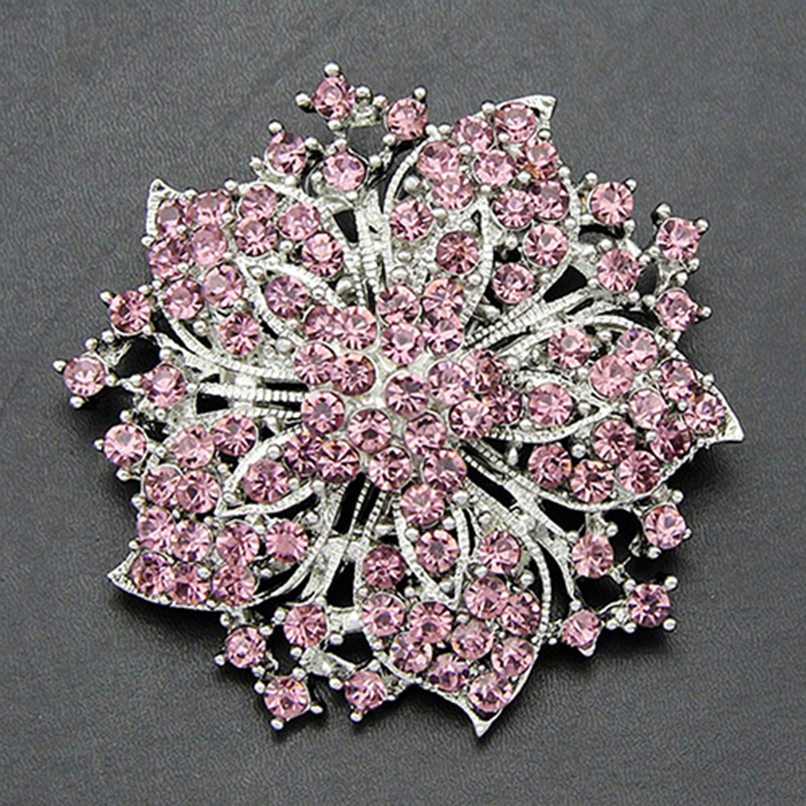Brooch Pin Charming No Deformation Shiny Rhinestone Flower Brooch Pin ...