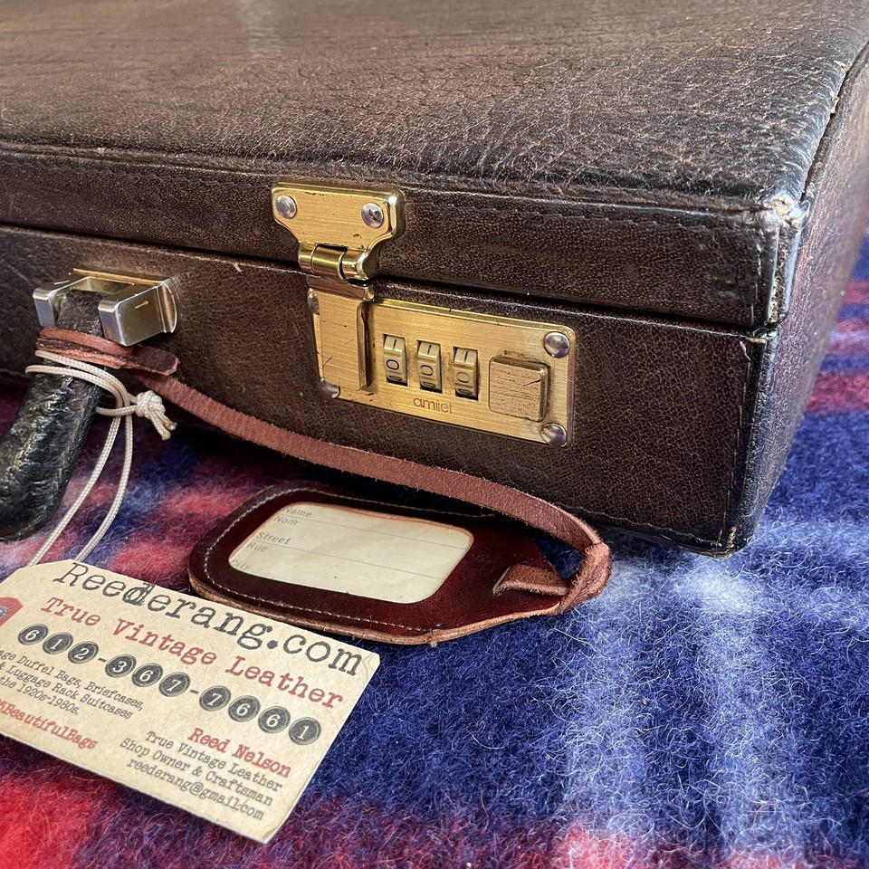 VINTAGE 1980s EMBOSSED ELEPHANT LEATHER MACBOOK HARDSIDE BRIEFCASE BAG ...