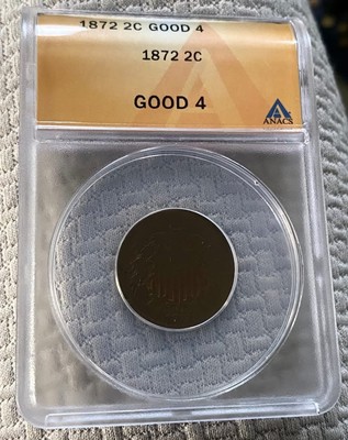 1872 2c Copper Piece ANACS G4 Nice Problem Free Rare Key Date Coin Low ...