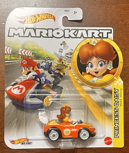 Hot Wheels MarioKart PRINCESS DAISY Wild Wing Car Figure GRN14 New Die ...