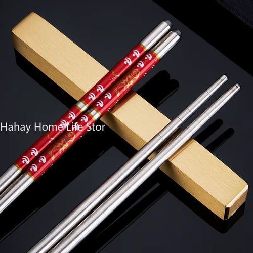 Stainless Steel Chopsticks Household Long Chopsticks Non-Slip Chinese ...