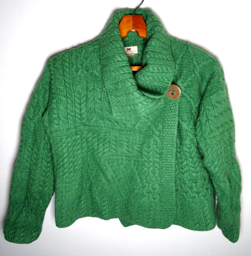 Carraig Donn Wool Sweater Cardigan Shawl Cropped Womens Medium Green ...