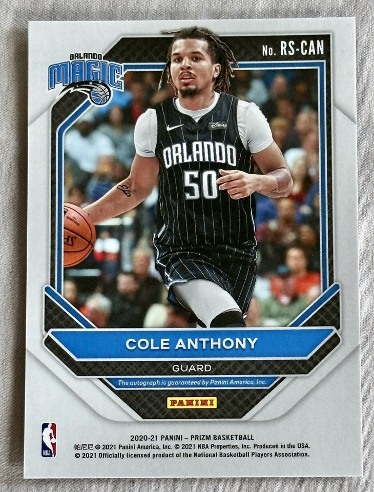 Cole Anthony 2020-21 Panini Prizm Rookie Signatures Autograph Auto RC ...