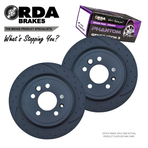 DIMPLED SLOTTED REAR DISC BRAKE ROTORS + PADS for FORD FALCON BA-BF ...